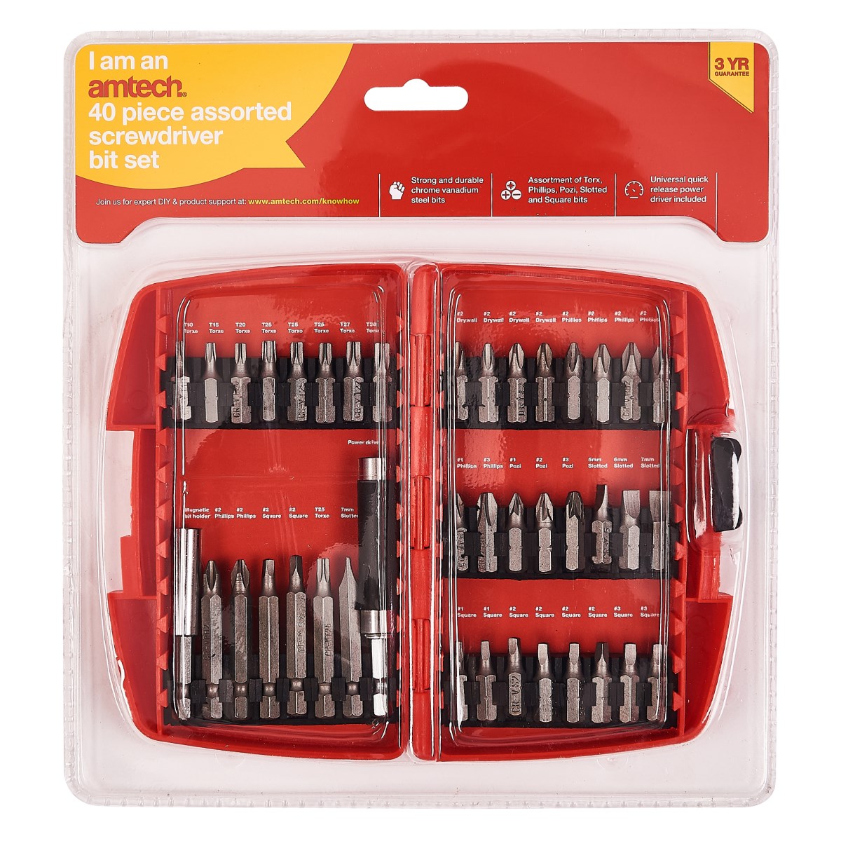 Versatile and Durable 40 Piece Screwdriver Bit Set – Built Tough