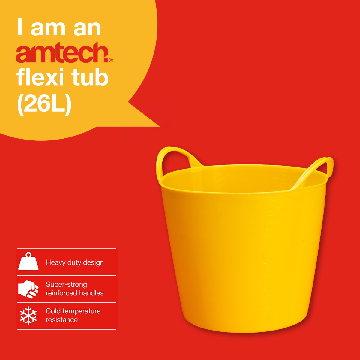 Heavy Duty Flexi Tub - Yellow 26L – Built Tough